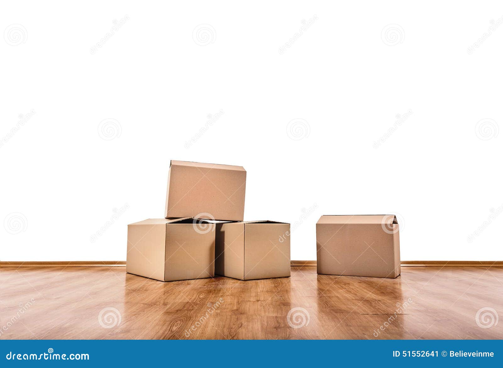 Moving boxes on the floor stock image. Image of paper - 51552641
