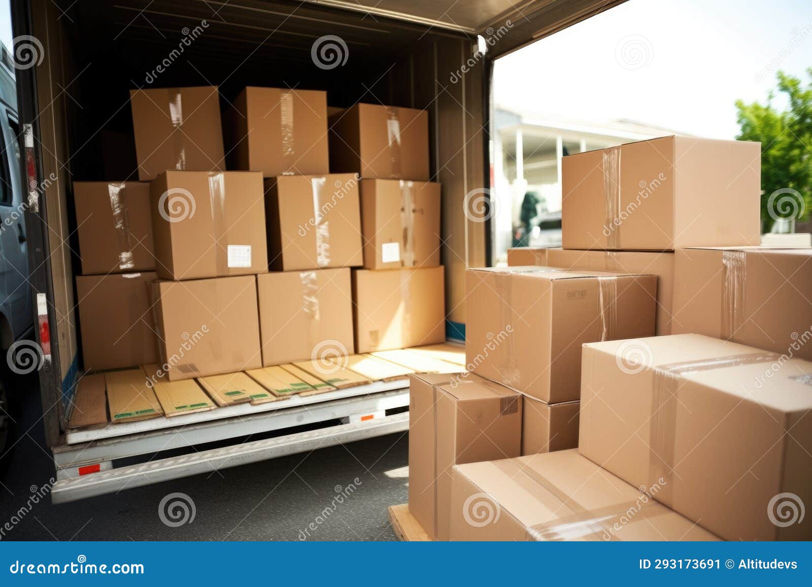 Moving Boxes Marked with Fragile in a Truck Stock Image - Image of ...
