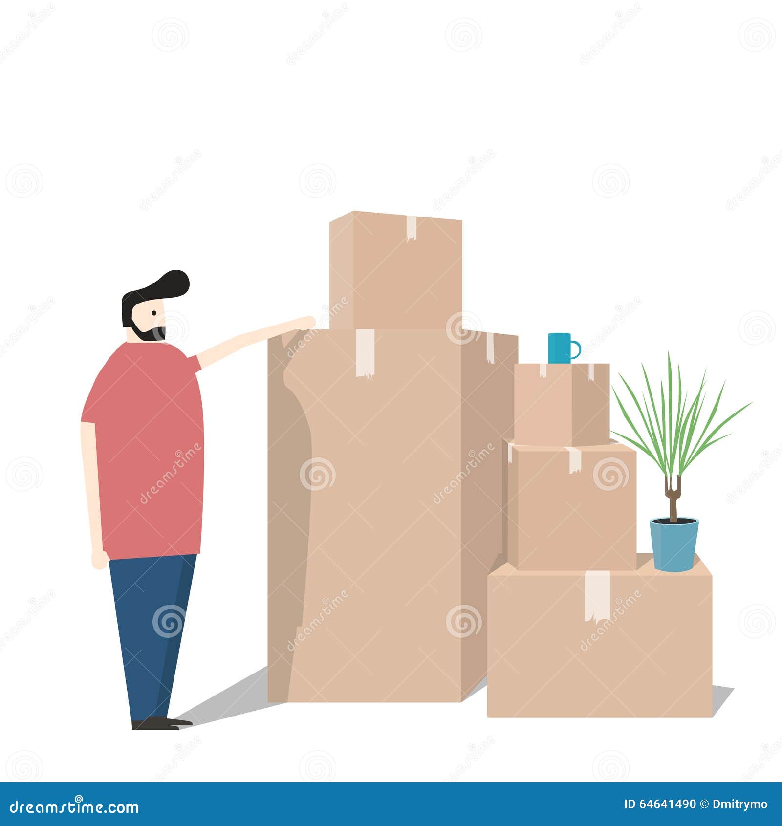Moving with Boxes. Things in Box. Transport Company Stock Vector ...
