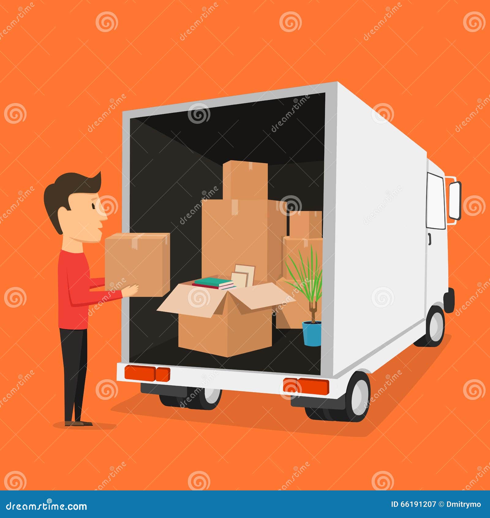 Moving With Boxes. Things In Box. Transport Company Cartoon Vector ...