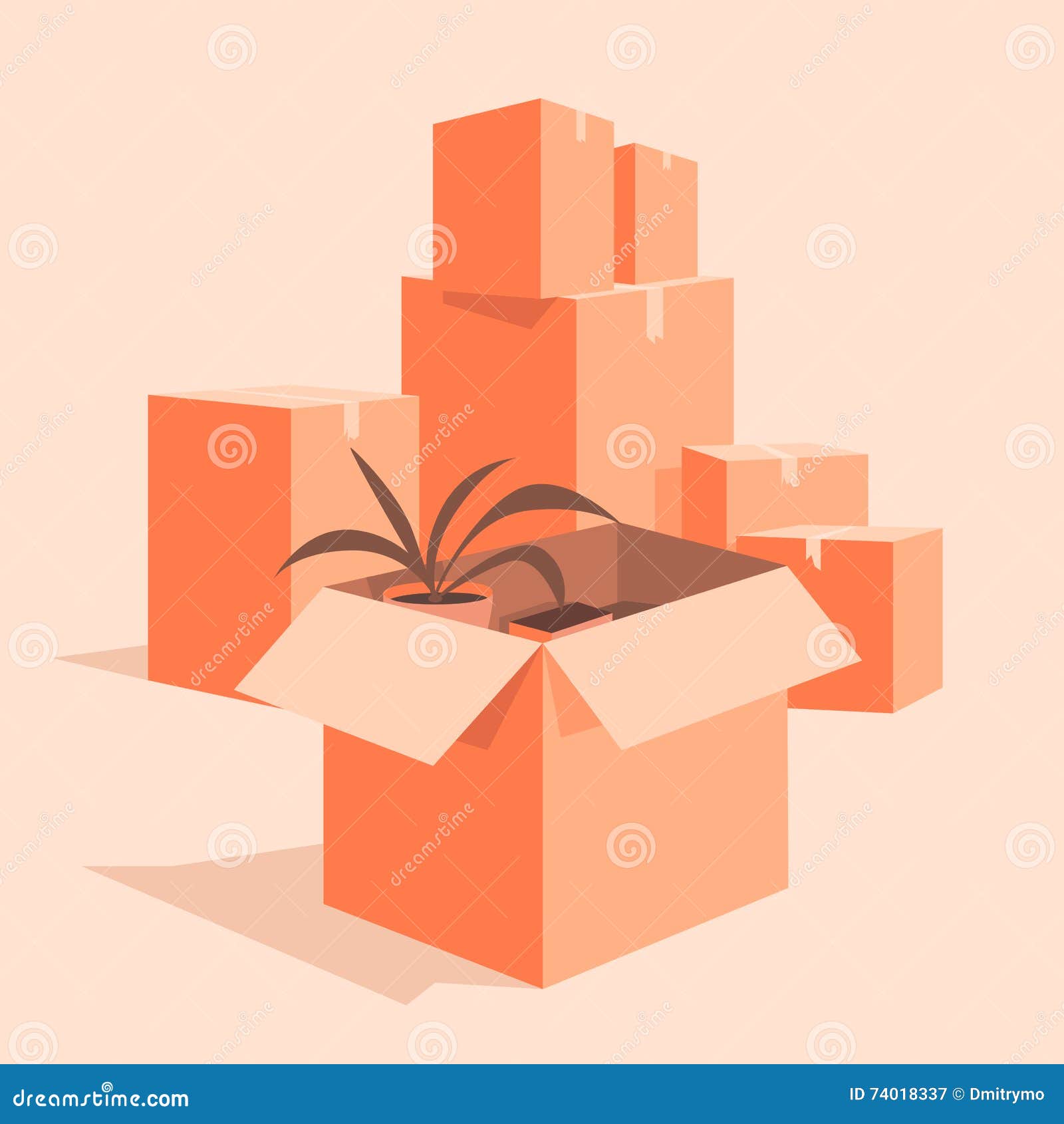 Moving with Boxes. Transport Company Stock Vector - Illustration of ...