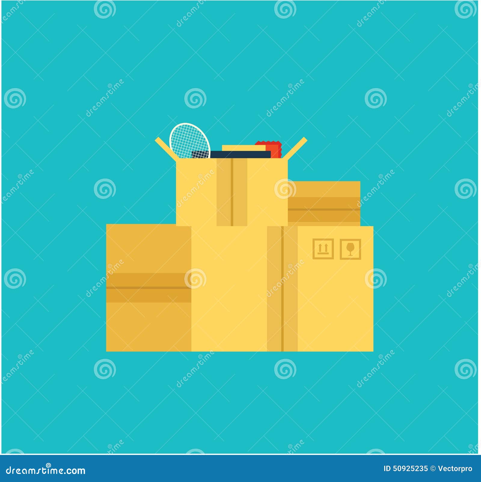 Moving boxes stock vector. Illustration of pile, home - 50925235
