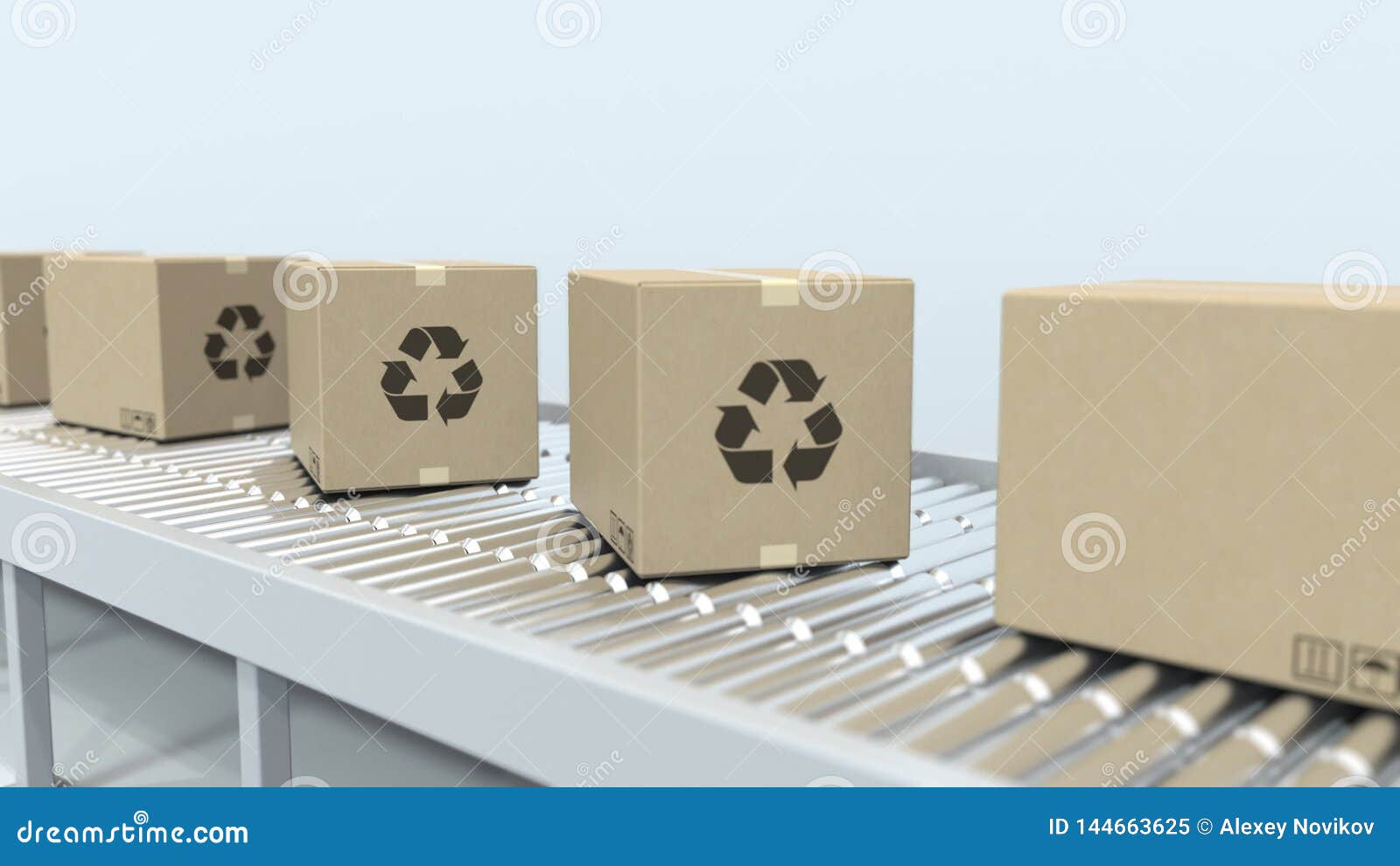 Moving Boxes on Warehouse Roller Conveyor. Loopable 3D Animation Stock ...