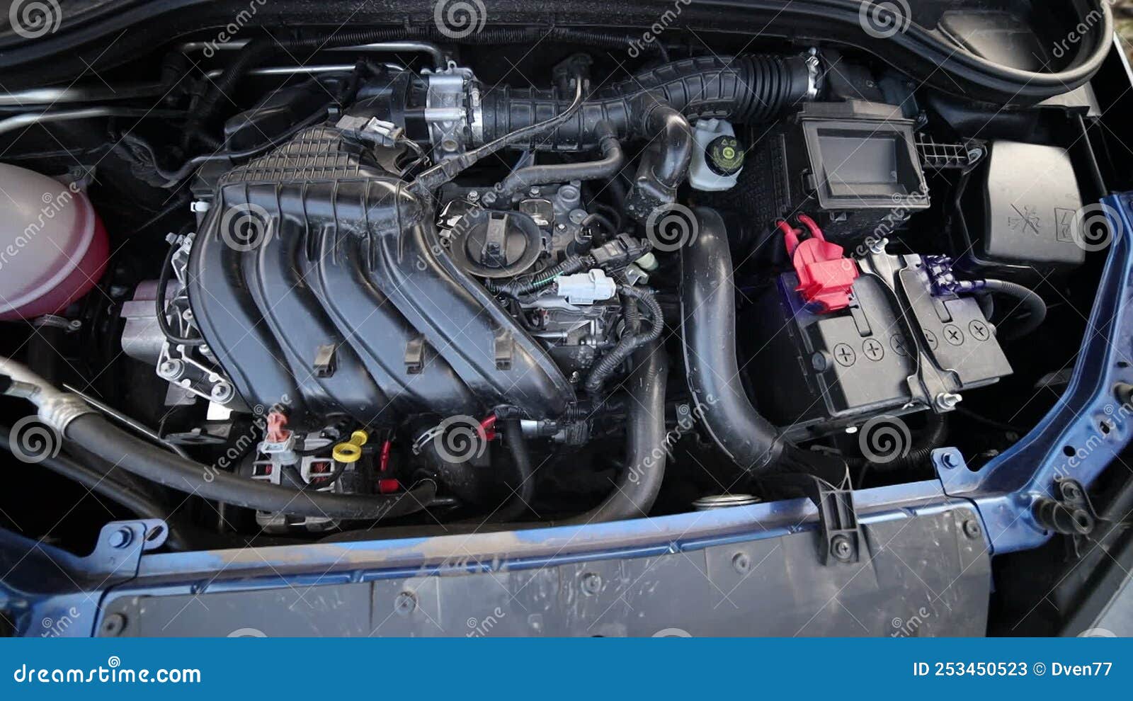 Moving the Camera Backwards. Simple Blue Car Engine 1.6 Stock Video ...