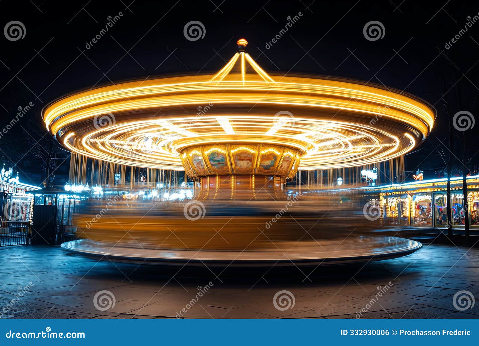 Moving Carousel at Night, AI Generated Stock Photo - Image of motion ...
