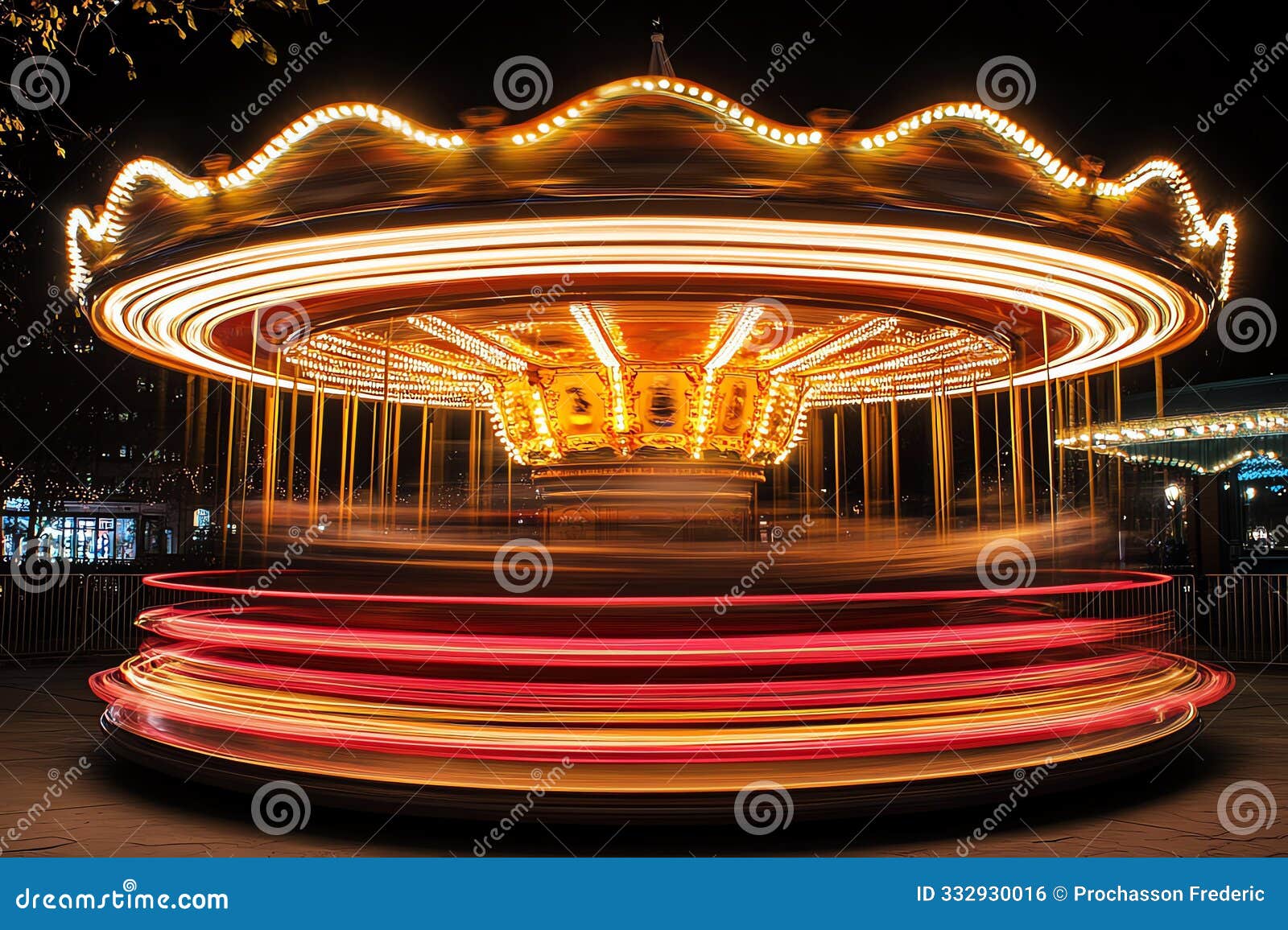 Moving Carousel at Night, AI Generated Stock Photo - Image of light ...