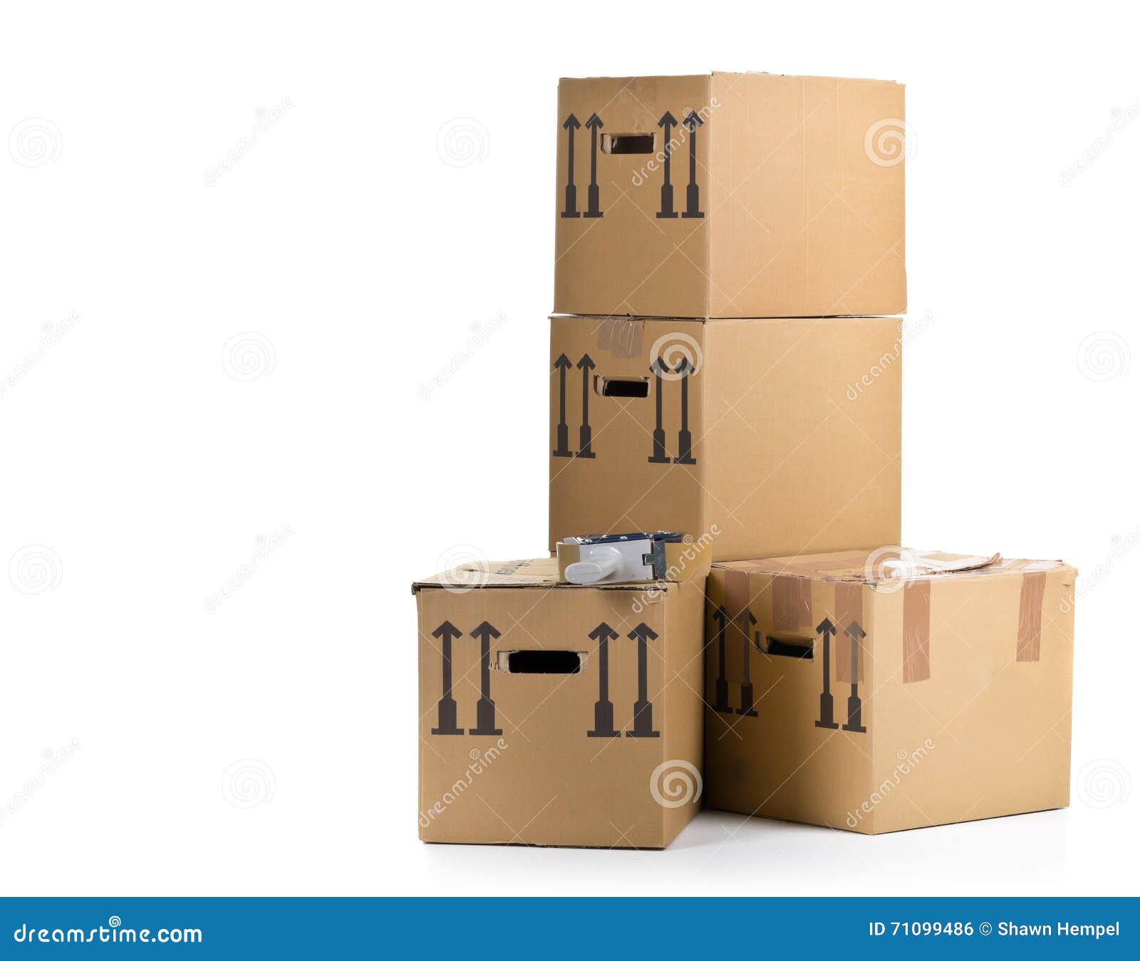 Moving Carton Boxes Stack with Tape Roller Stock Photo - Image of tape ...