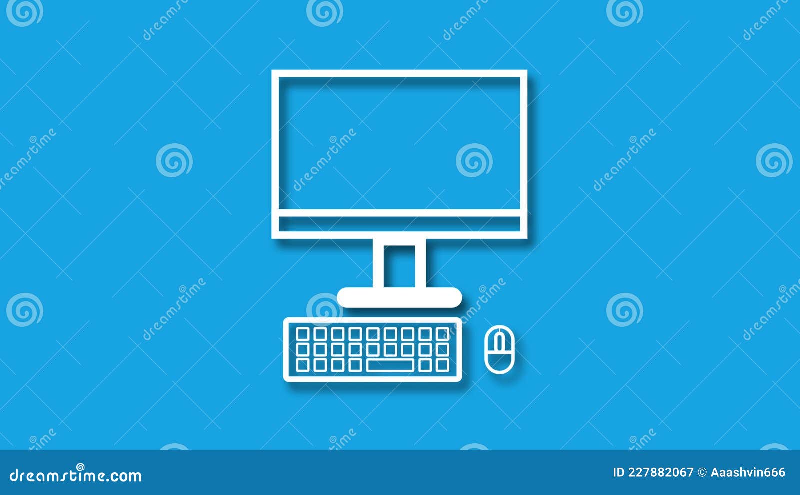 Moving Computer Icon with Shadow Effect Isolated on Blue Screen. Loop ...