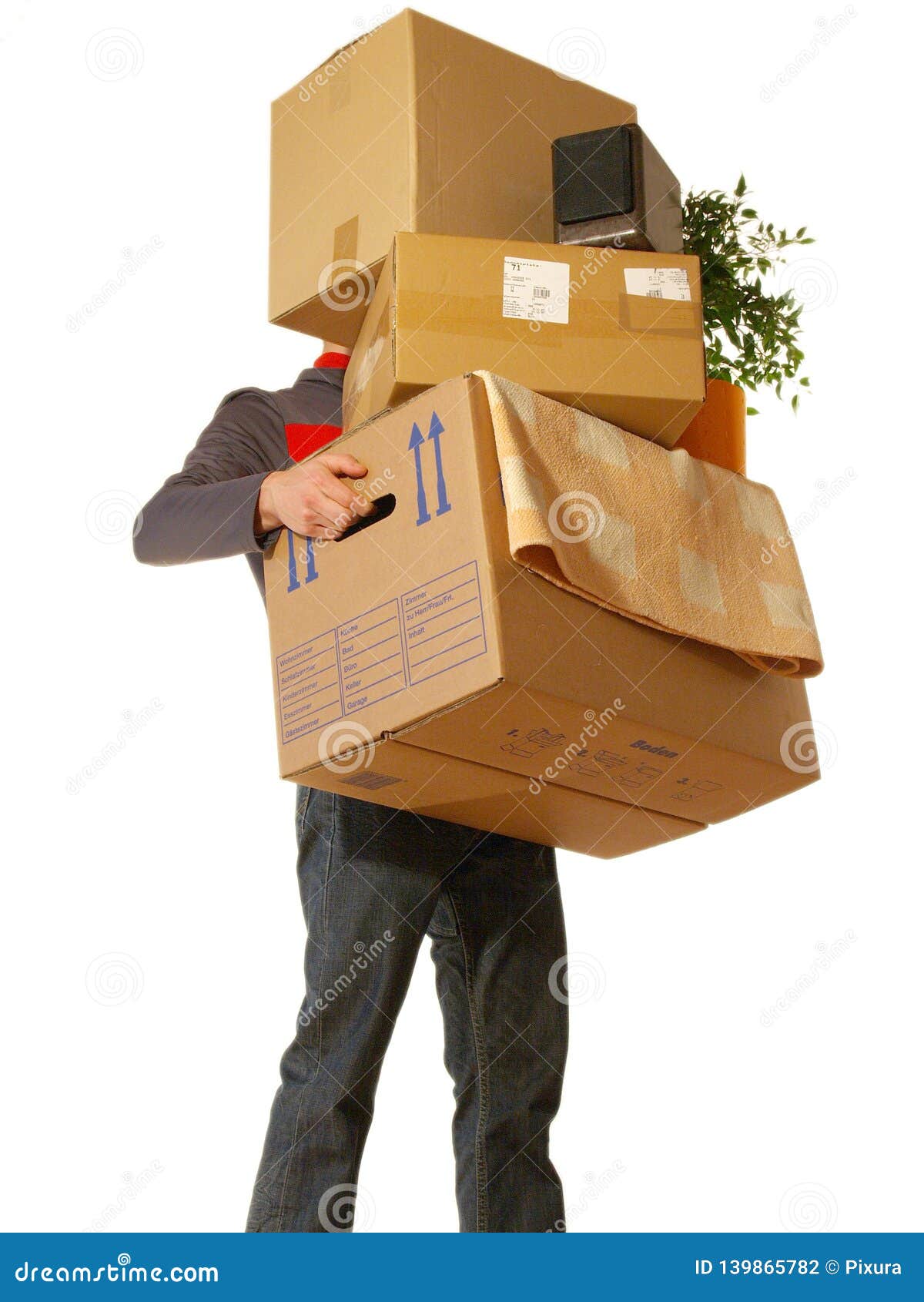 Moving Concept - Man Holding Boxes Stock Photo - Image of isolated ...