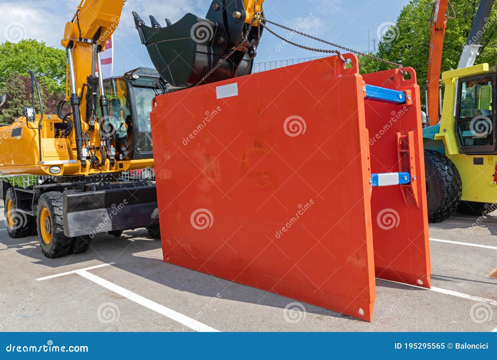 Moving Construction Forms stock image. Image of bucket - 195295565