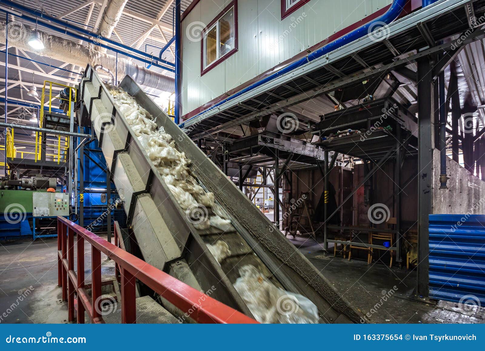 Moving Conveyor Transporter On Modern Waste Recycling Processing Plant ...