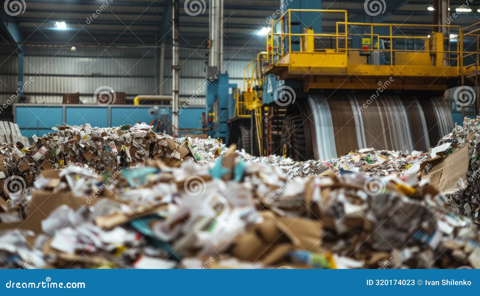 Moving Conveyor Transporter on Modern Waste Recycling Processing Plant ...