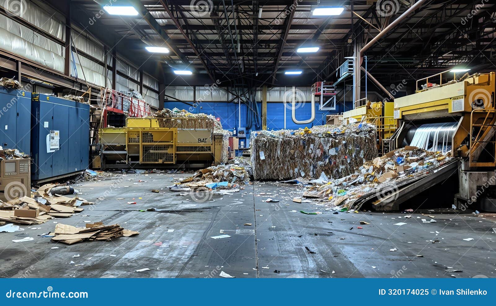 Moving Conveyor Transporter on Modern Waste Recycling Processing Plant ...