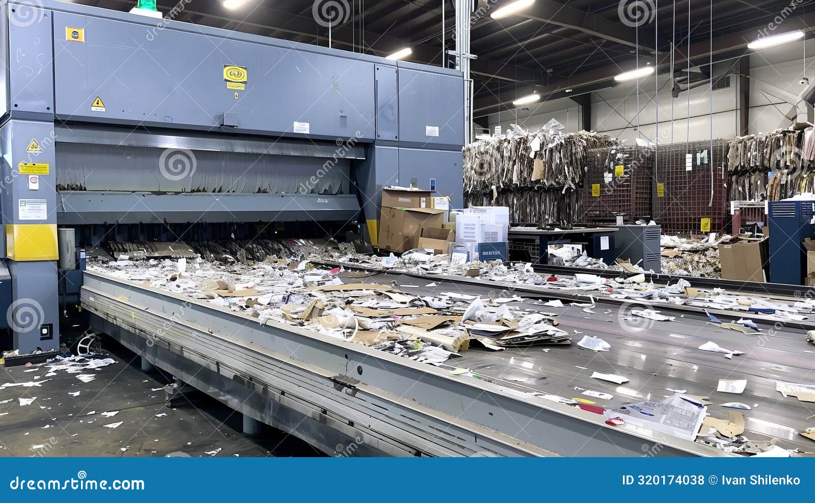 Moving Conveyor Transporter on Modern Waste Recycling Processing Plant ...