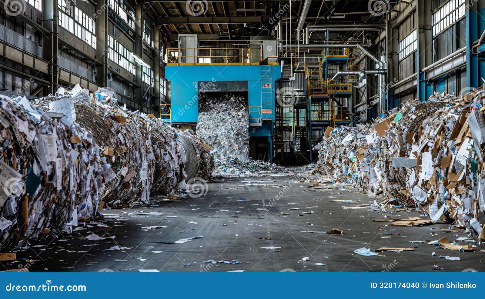 Moving Conveyor Transporter on Modern Waste Recycling Processing Plant ...