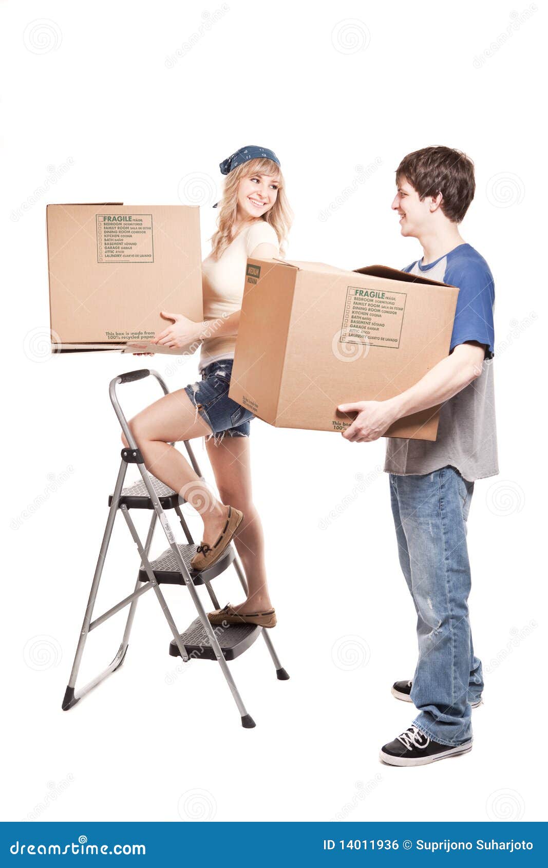 Moving couple stock photo. Image of helping, woman, moving - 14011936
