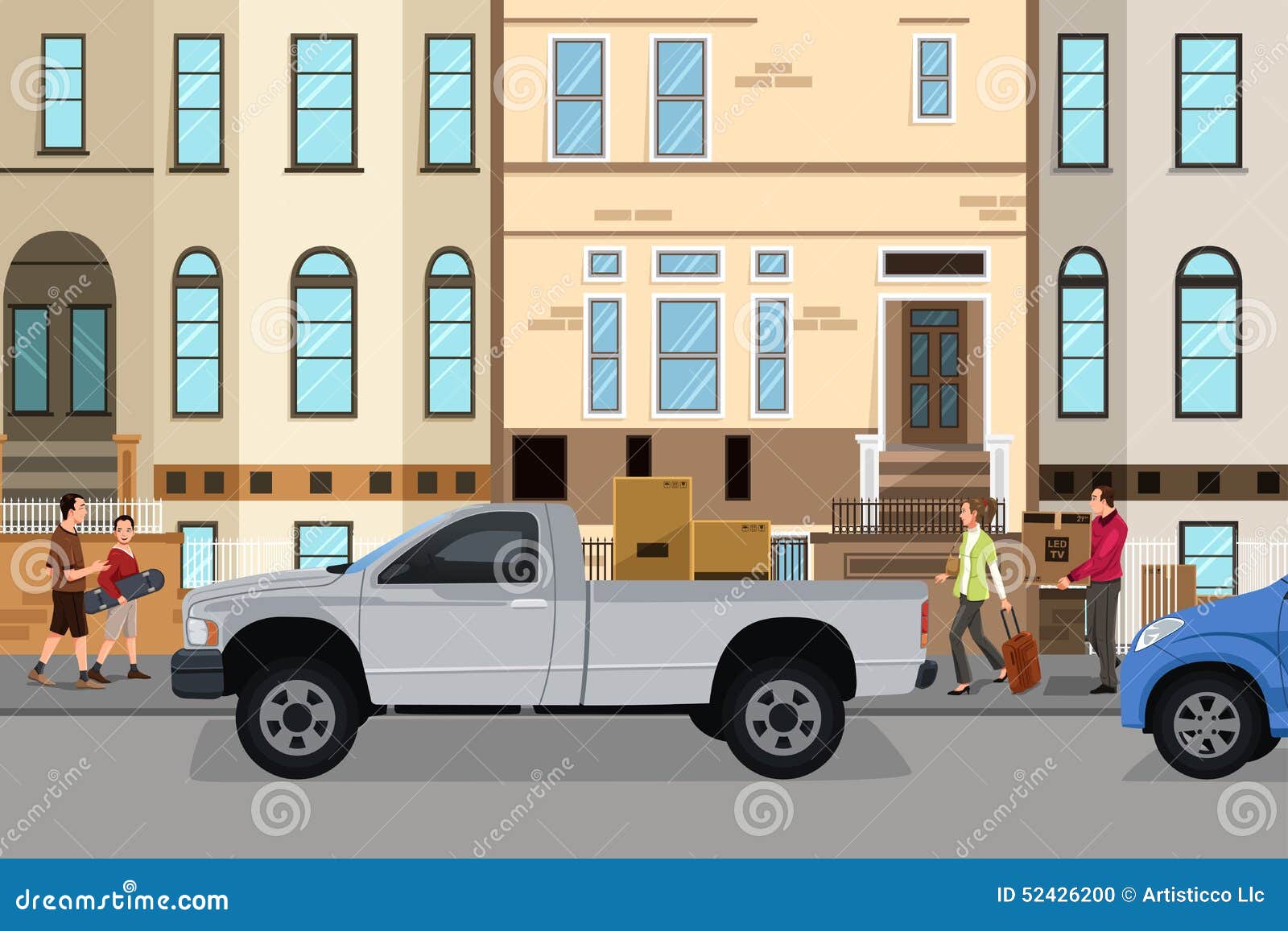 Moving Couple Loading Stuff into Their Car Stock Vector - Illustration ...