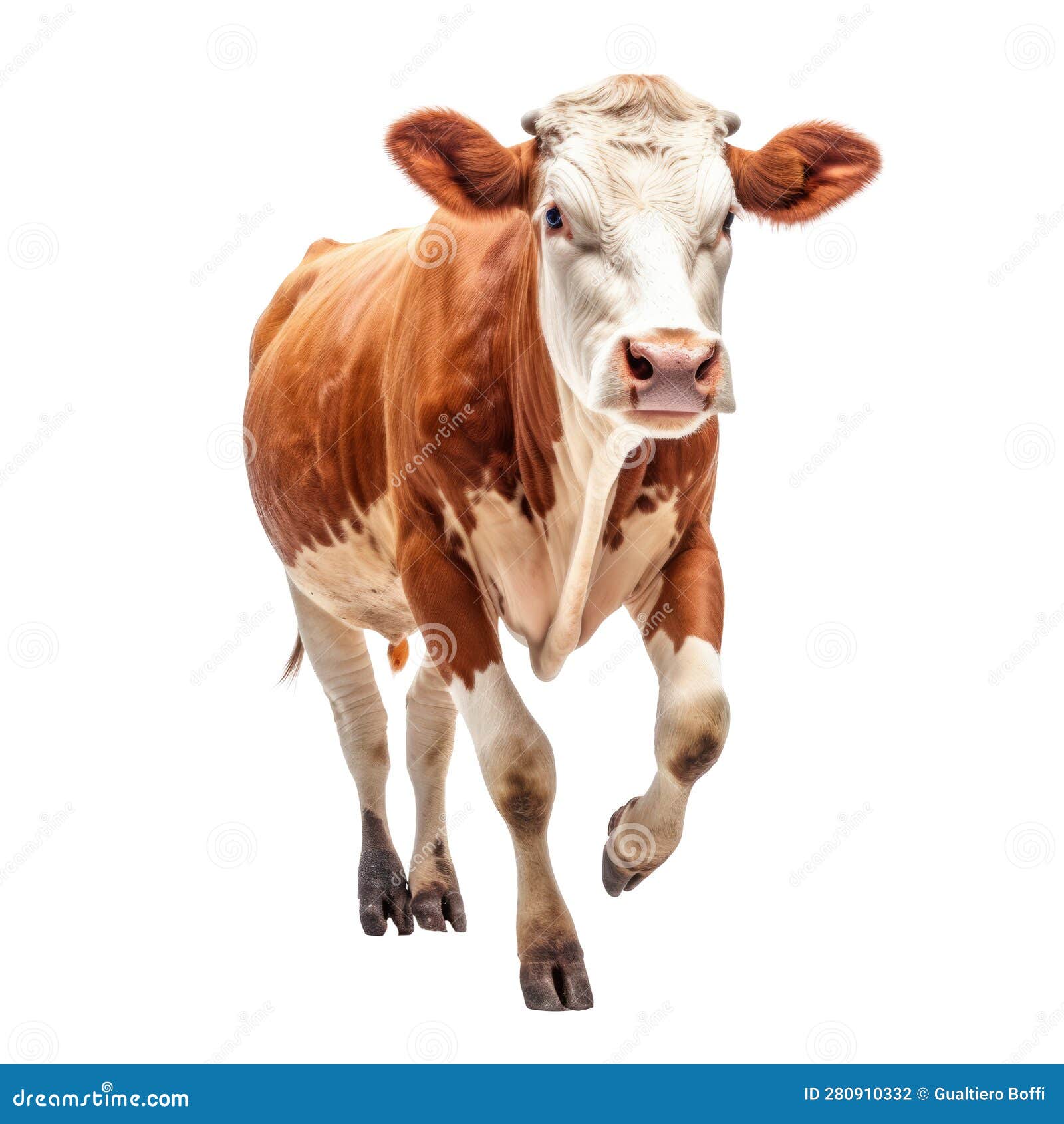 Moving Cow Isolated on White Stock Illustration - Illustration of ...