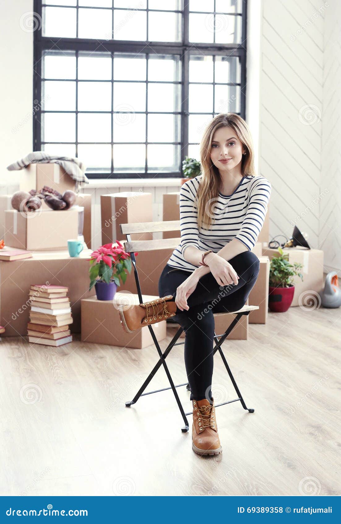 Moving stock photo. Image of dress, cheerful, flat, pretty - 69389358