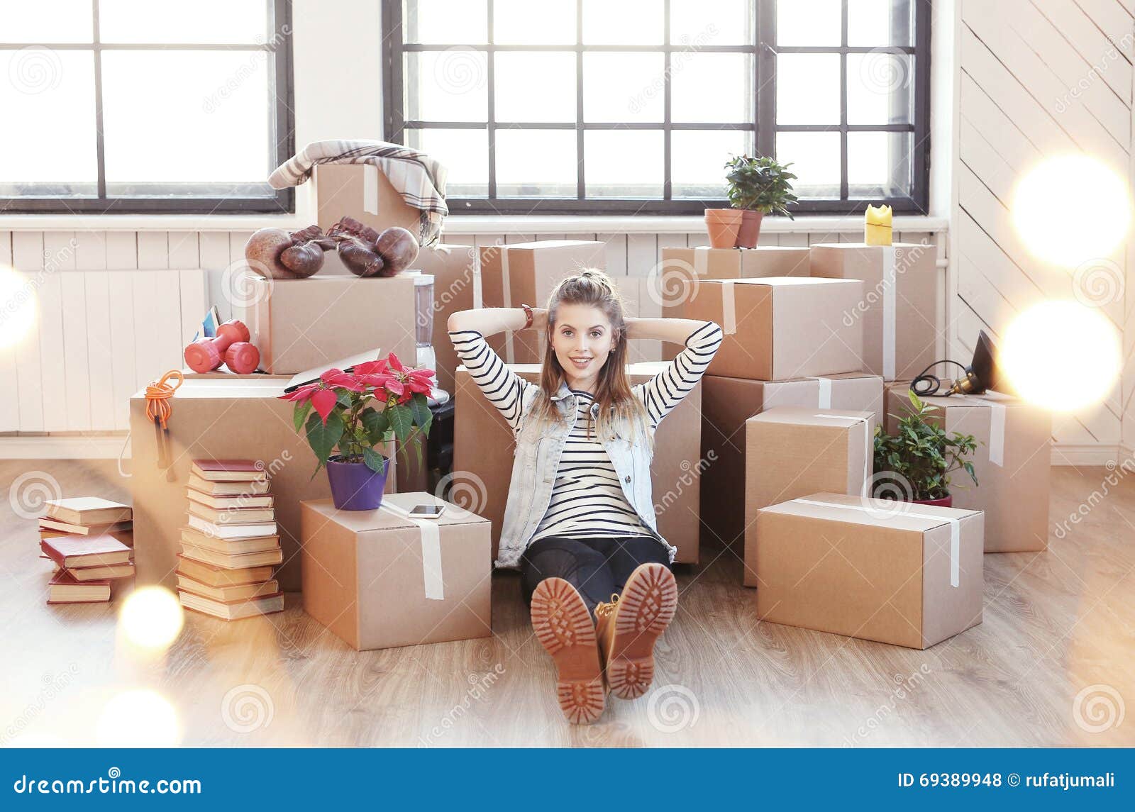 Moving stock photo. Image of girl, packing, boxes, moving - 69389948