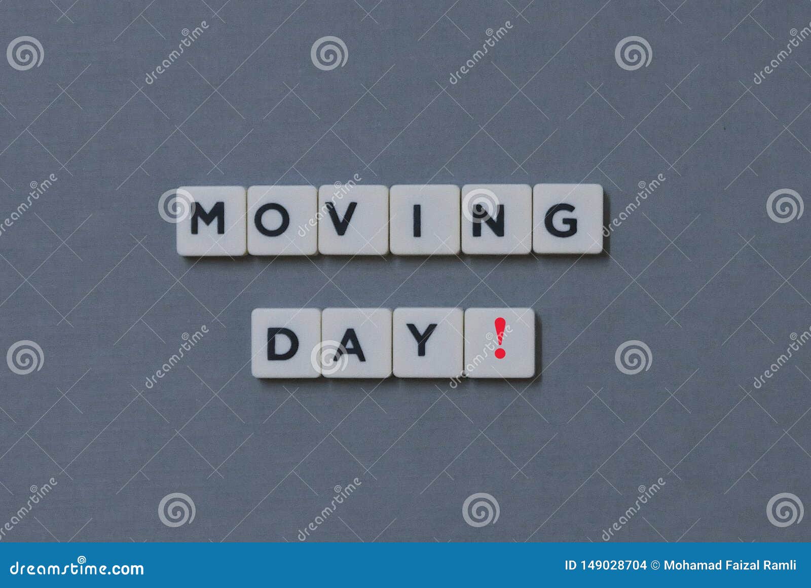 Moving Day! Word Made of Square Letter Word on Grey Background Stock ...