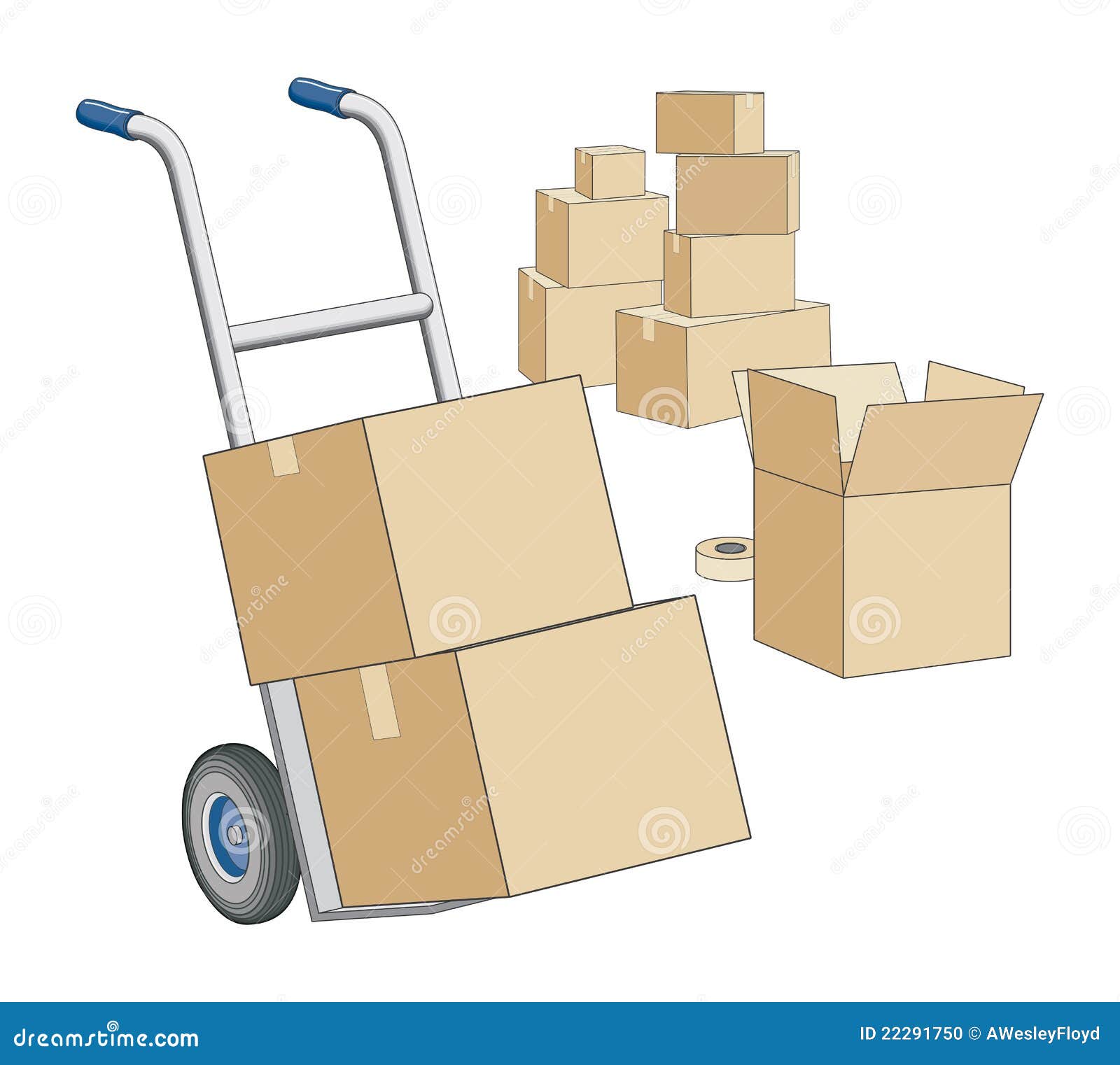 Moving Dolly and Boxes stock vector. Illustration of tape - 22291750