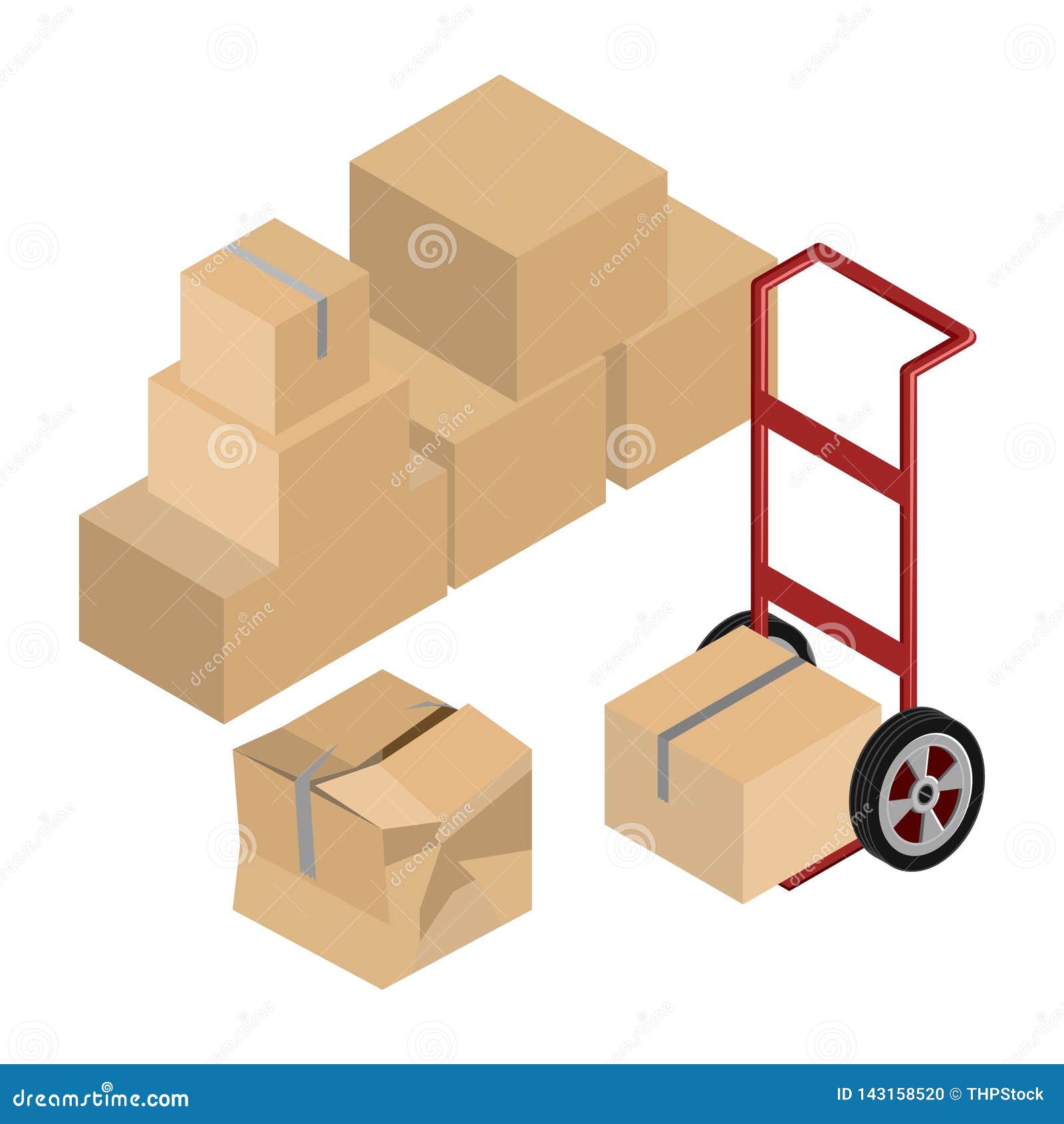 Moving Dolly and Boxes Vector Stock Vector - Illustration of delivery ...