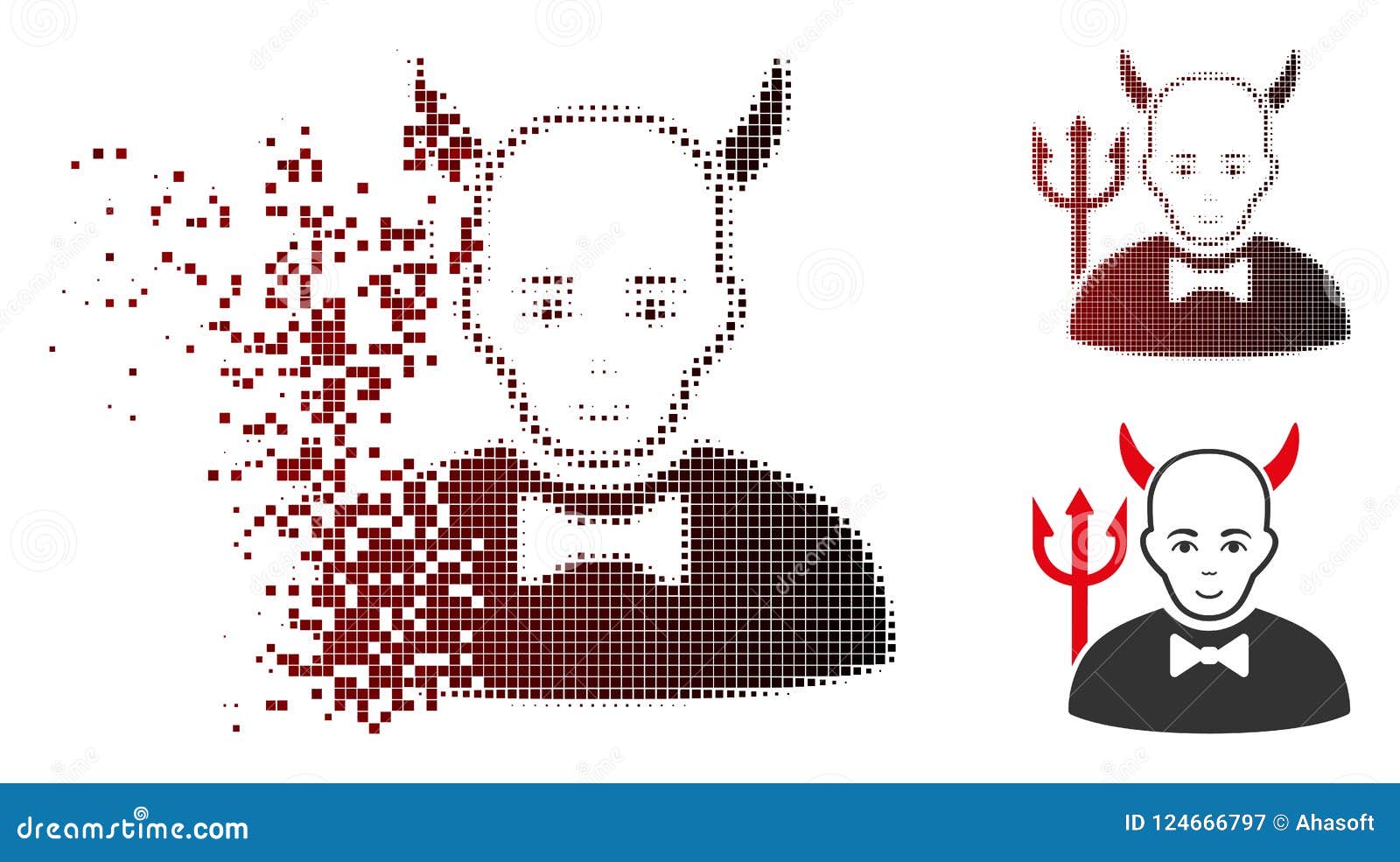 Moving Dot Halftone Satan Icon with Face Stock Vector - Illustration of ...