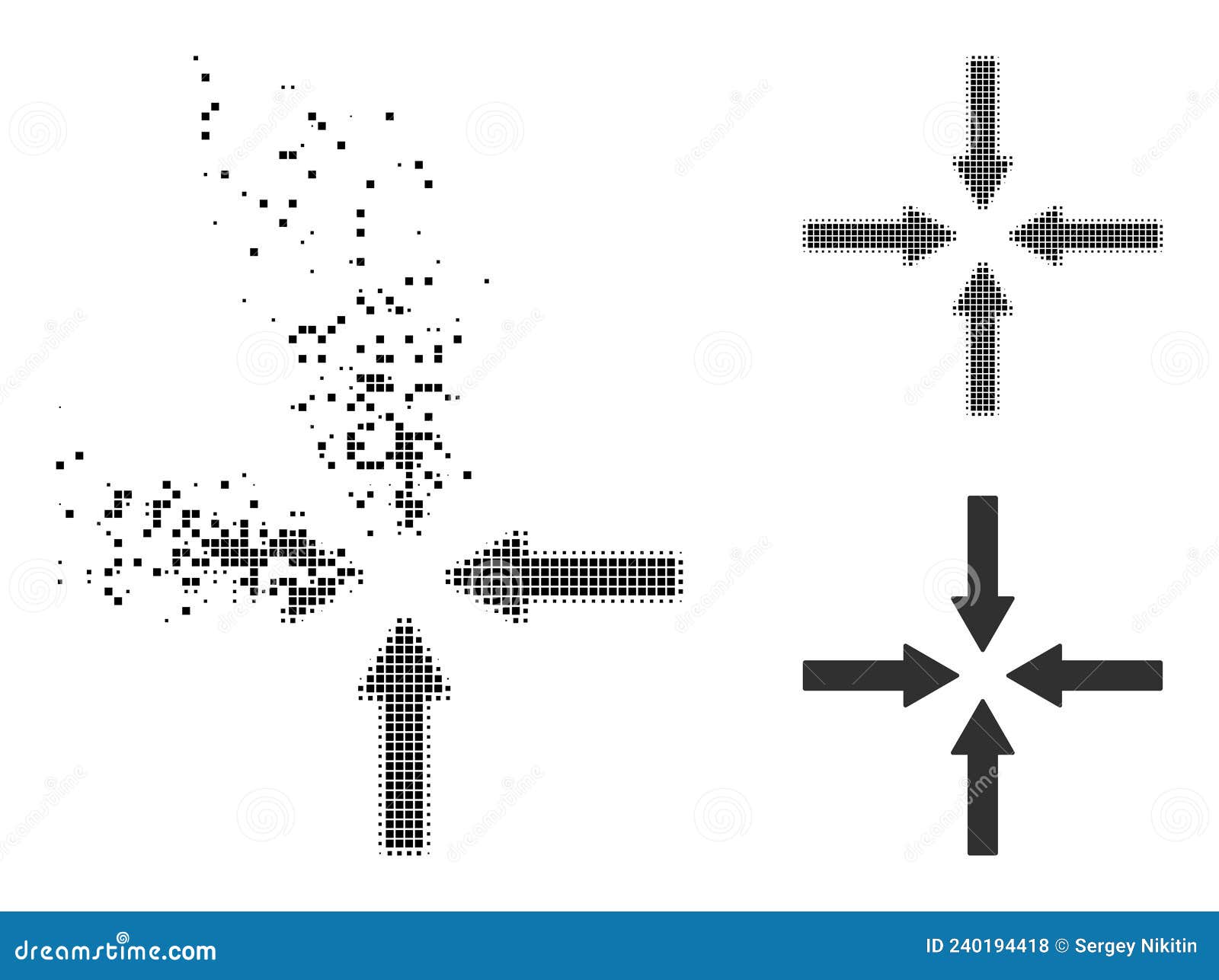 Moving Dot and Original Shrink Arrows Icon Stock Vector - Illustration ...