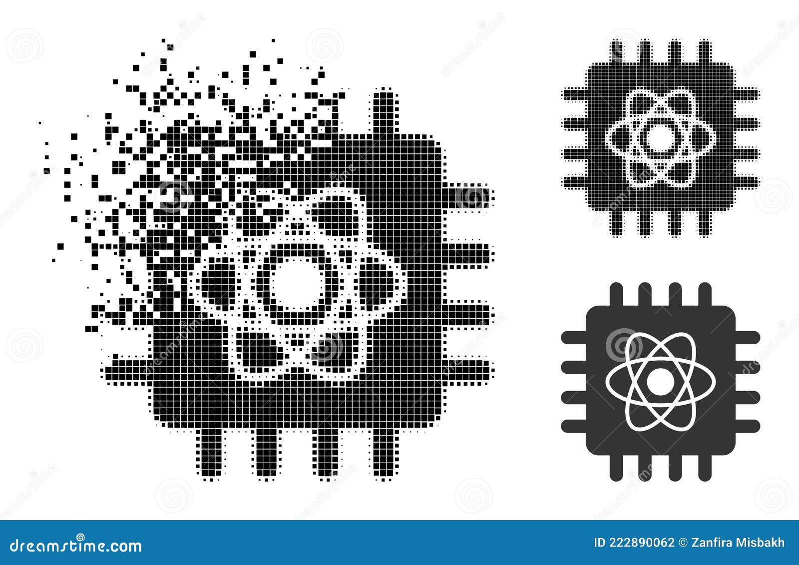 Moving Dot Quantum Computing Glyph with Halftone Version Stock Vector ...
