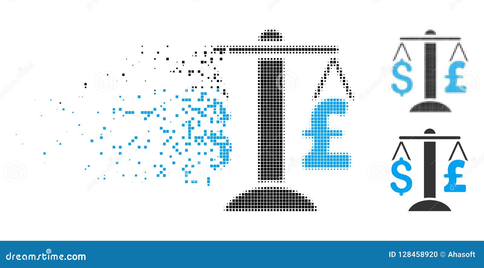 Moving Dotted Halftone Dollar Pound Balance Icon Stock Vector ...