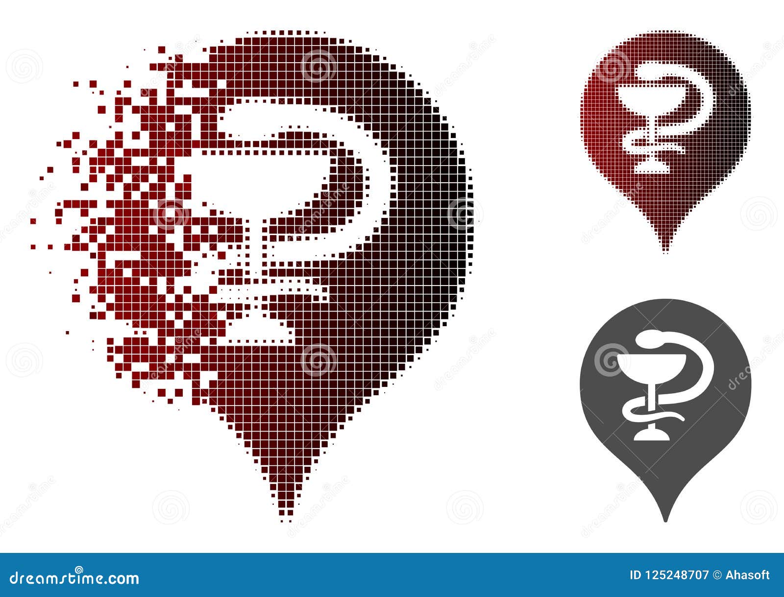 Moving Dotted Halftone Hospital Map Marker Icon Stock Vector ... Moving Dotted Halftone Hospital Map Marker Icon Stock Vector ...