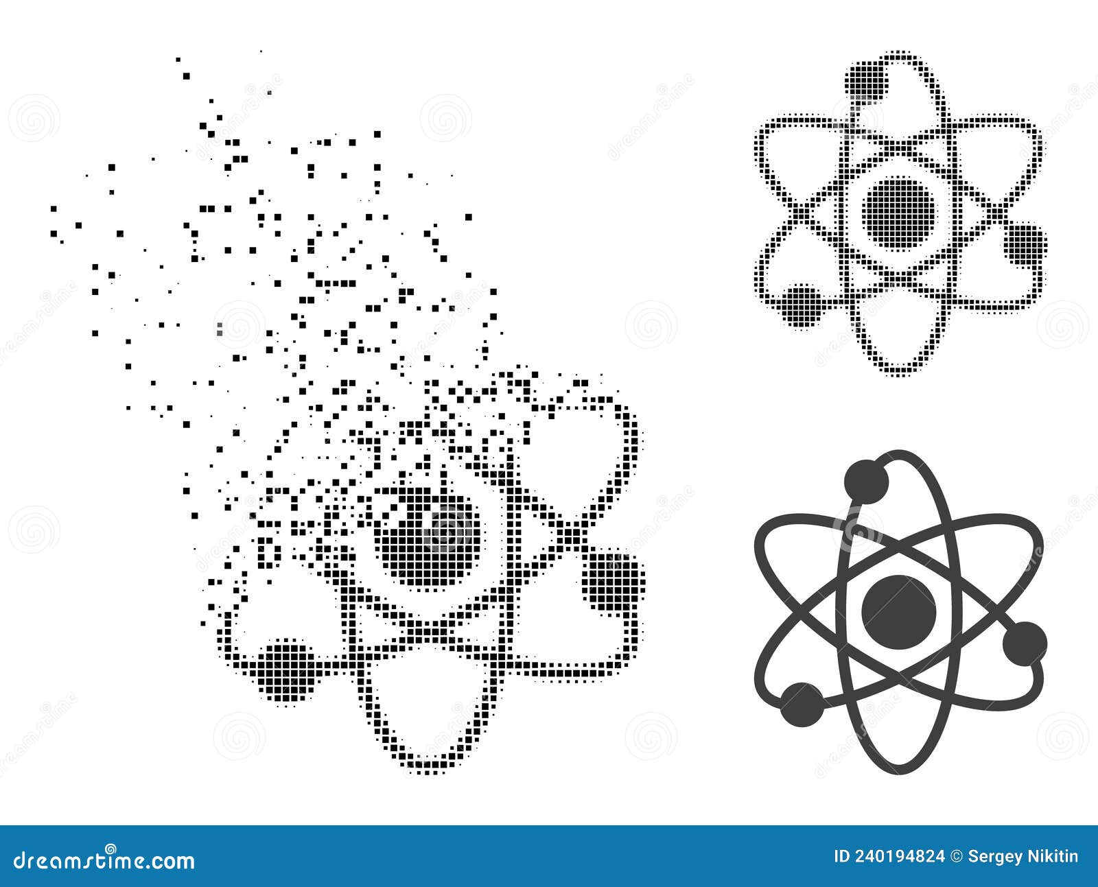 Moving Dotted and Original Atom Electrons Icon Stock Vector ...