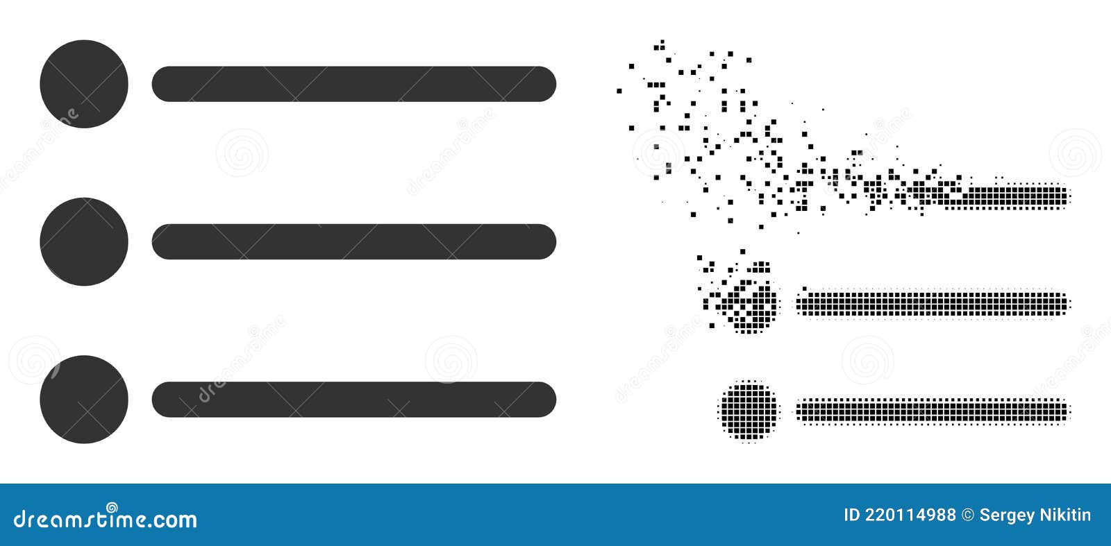 Moving Dotted and Original List Items Icon Stock Vector - Illustration ...