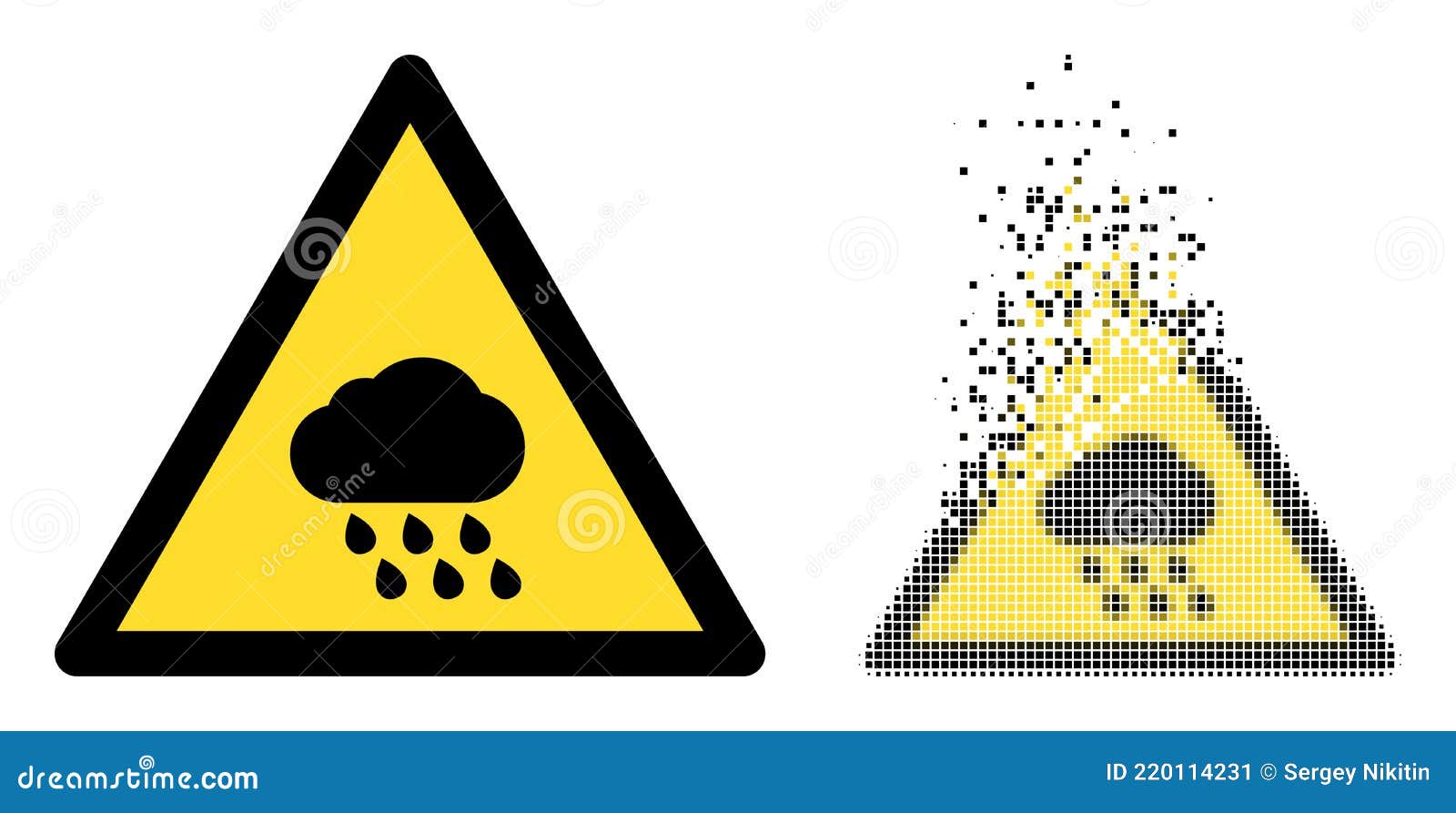 Moving Dotted and Original Rain Warning Icon Stock Vector ...