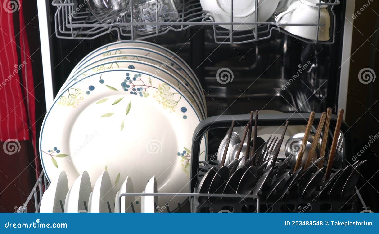 Moving Down Scene Inside of Dish Washer or Dish Washing Machine. Stock ...