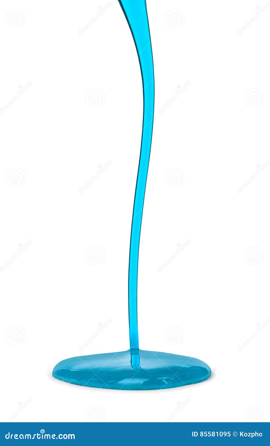 Moving Down a Viscous Blue Liquid on White Stock Image - Image of drip ...