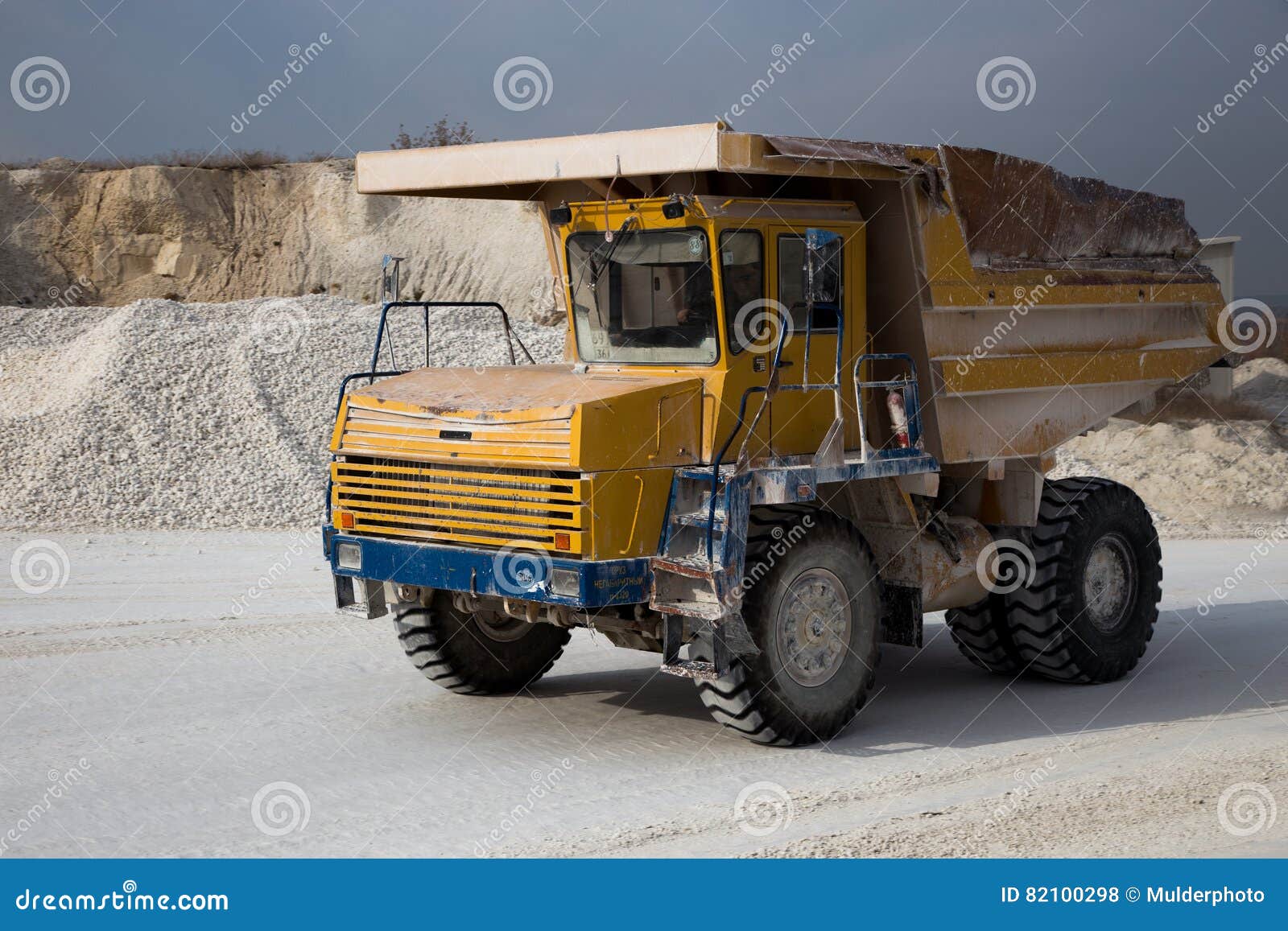 Moving Dump Truck Full of Chalk in Quarry Stock Photo - Image of ...