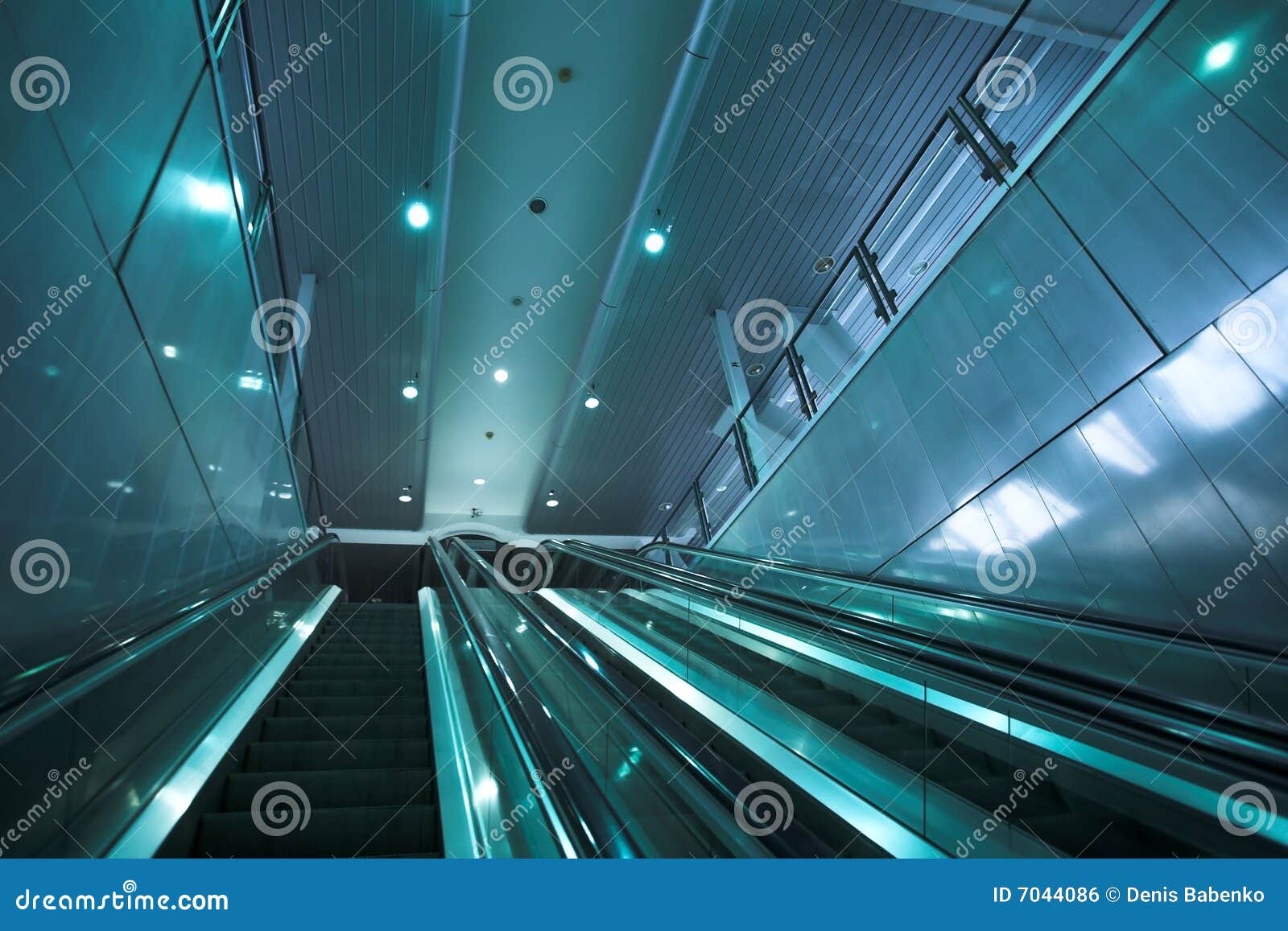 Moving Escalator in the Office Hall Stock Photo - Image of blur, fast ...