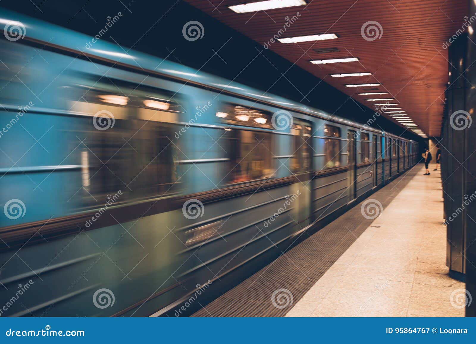 Moving Fast Metro Train in the Underground, High Speed Motion Sh Stock ...