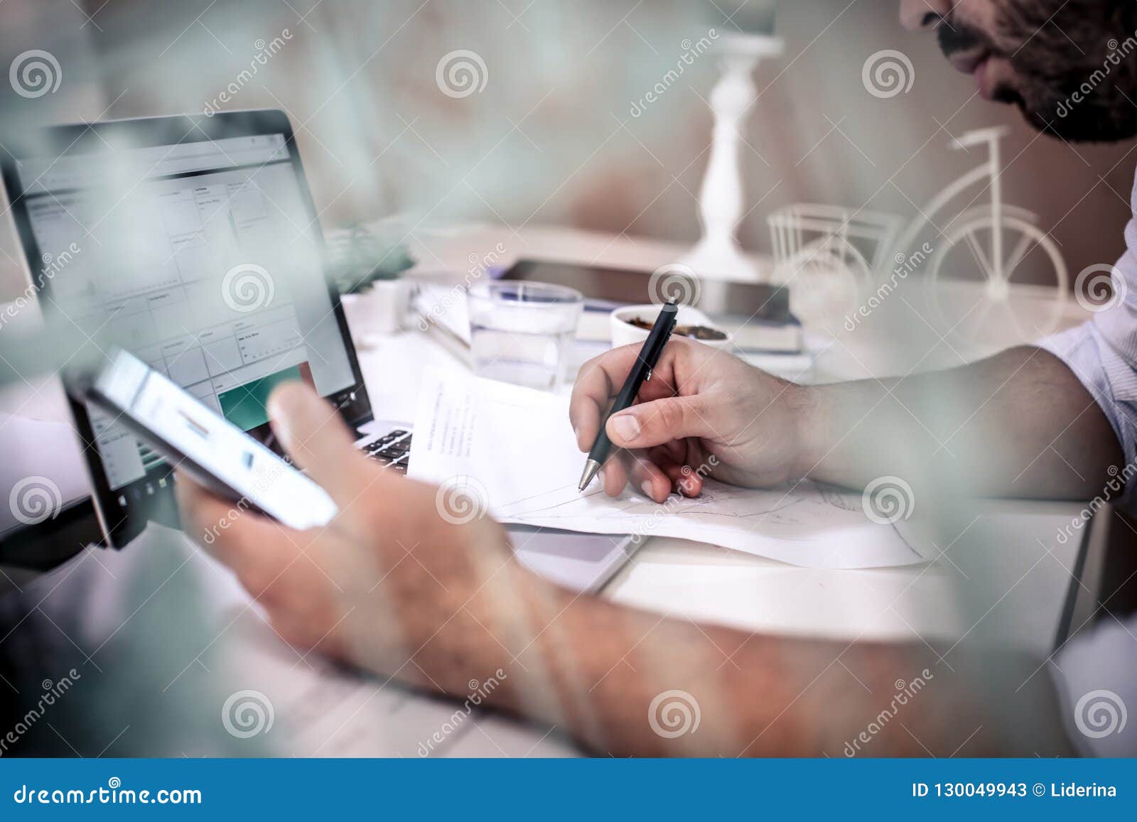 Moving Forward with Technology in Hand. Stock Image - Image of ...