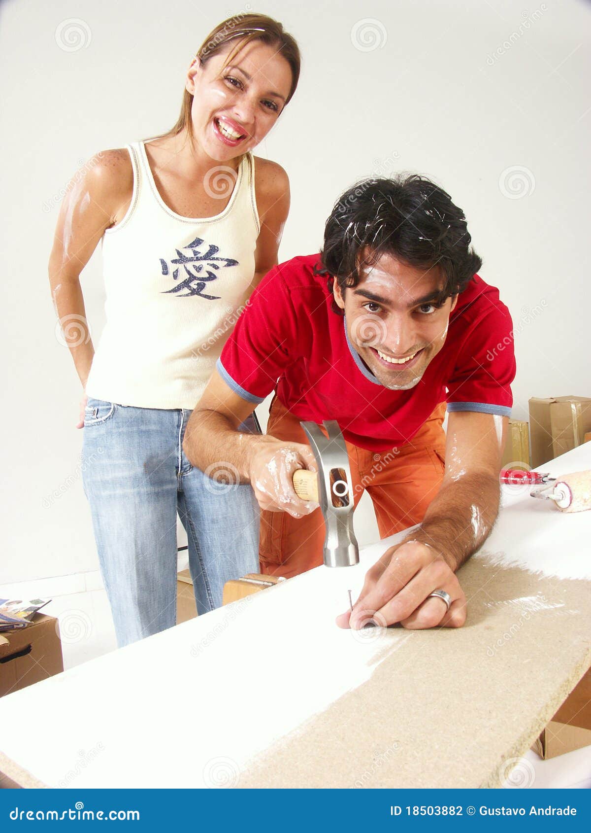 Moving and fun. stock photo. Image of stairs, women, home - 18503882