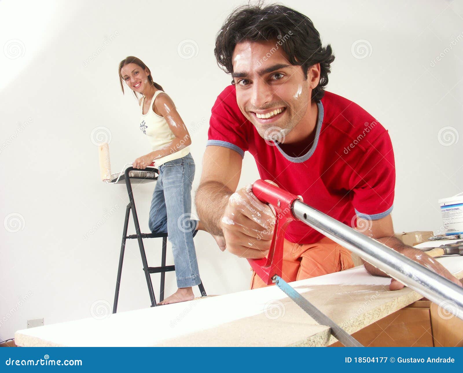 Moving and fun. stock image. Image of stairs, couple - 18504177