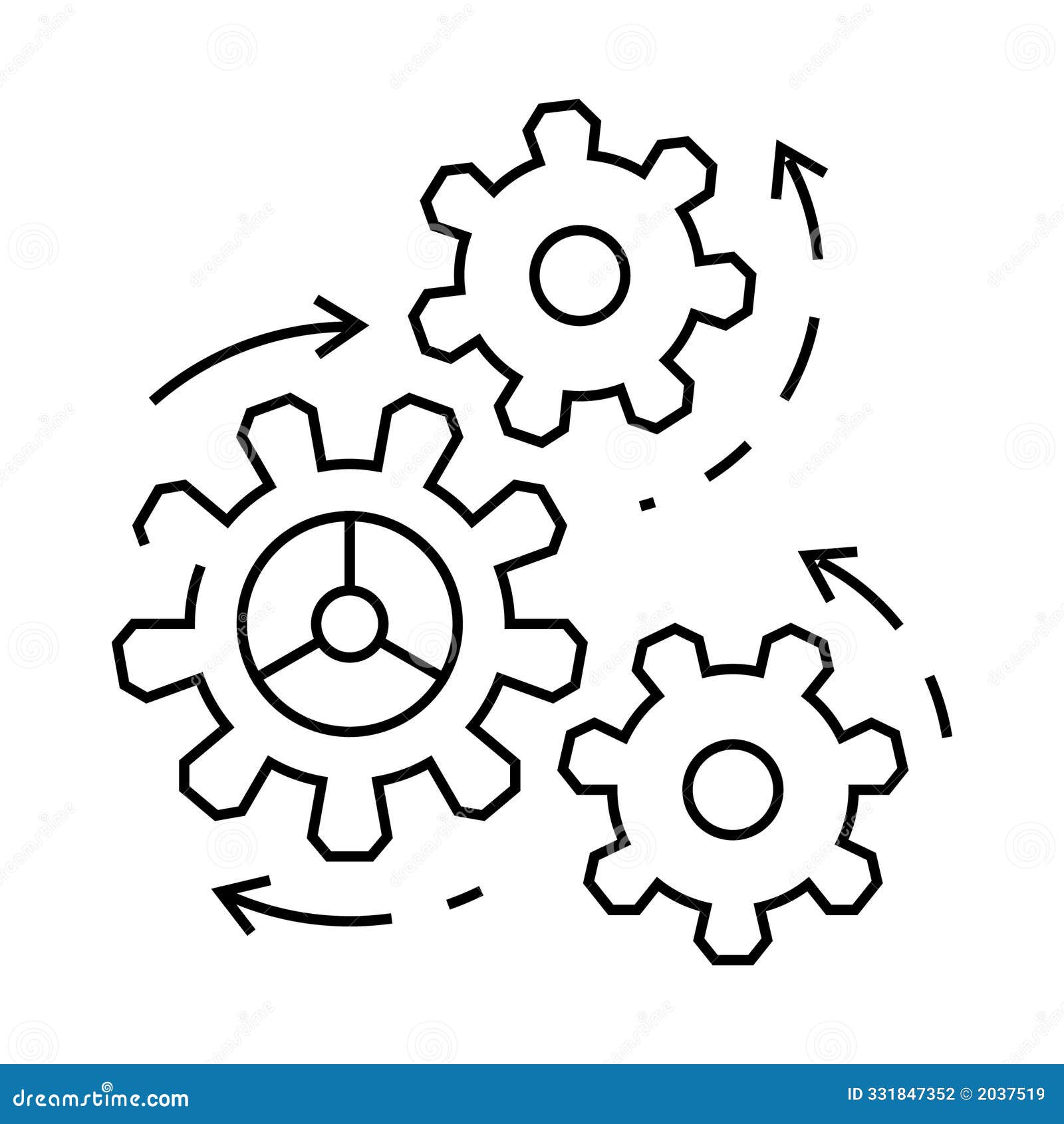 Moving Gears Progress Line Icon Vector Illustration Stock Illustration ...