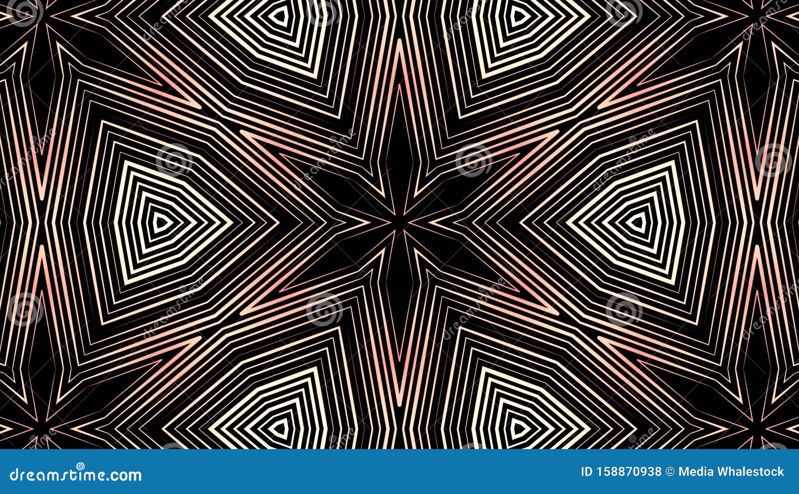 Moving Geometric Kaleidoscope Pattern on Black Background, Seamless ...
