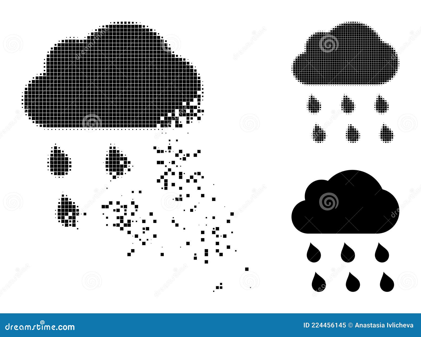 Moving and Halftone Dot Rain Cloud Icon Stock Vector - Illustration of ...