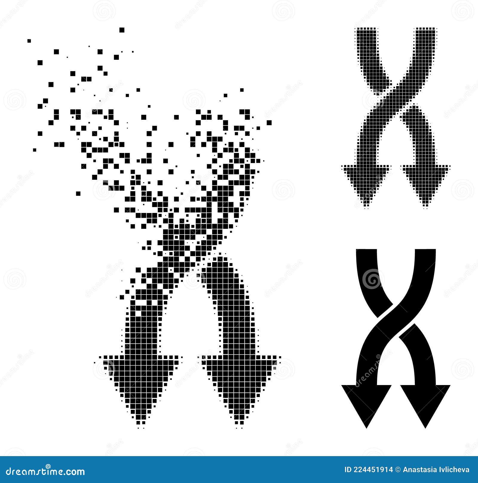 Moving and Halftone Pixel Shuffle Arrows Down Glyph Stock Vector ...