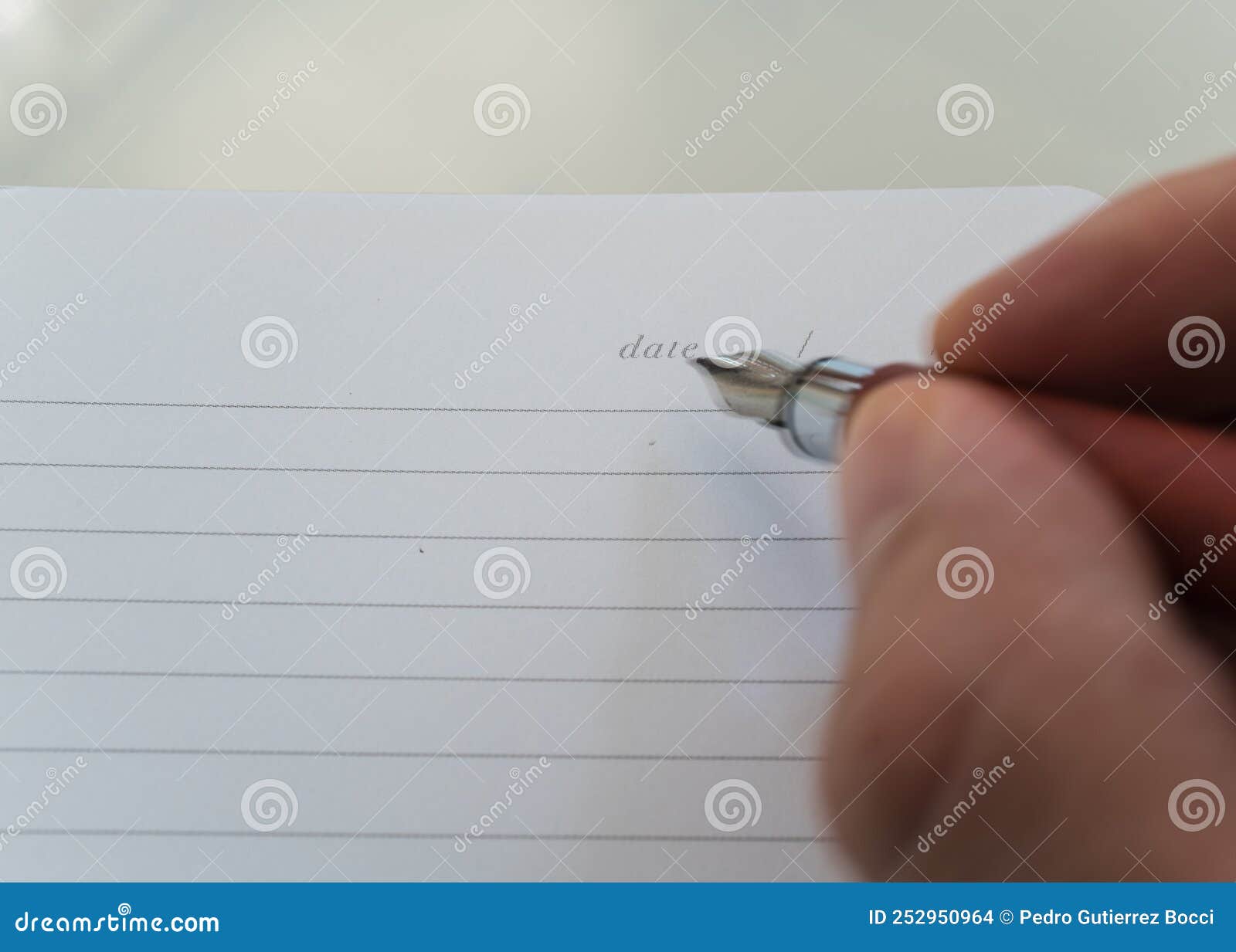 Moving Hand with Fountain Pen and Notebook Stock Photo - Image of ...