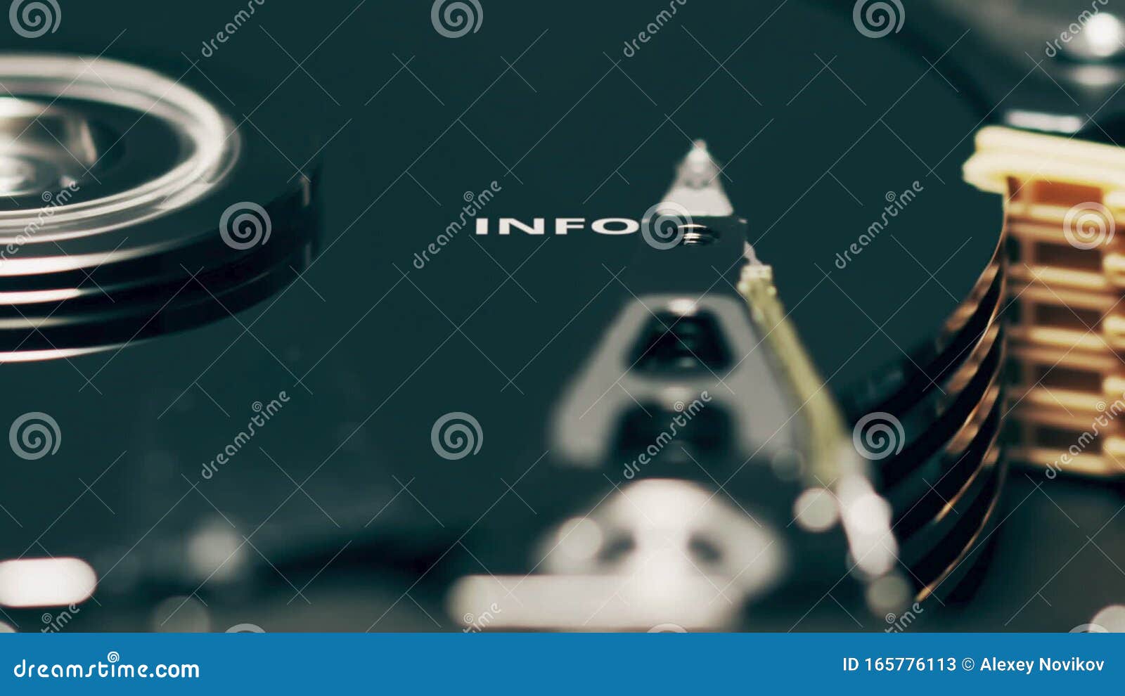 Moving Head of Computer Hard Disk Drive Reveals INFORMATION Word Stock ...