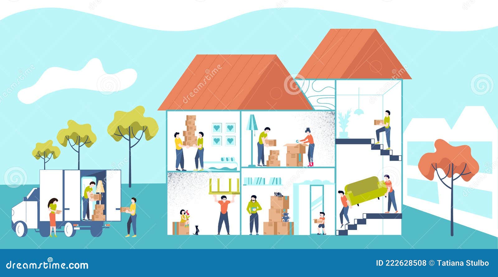 Moving Home and Office Concept for Website or Web Page Stock Vector ...